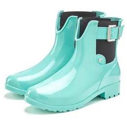 Gummistiefelette Vivance, Damen, Gr. 40, blau (türkis), Obermaterial: 100% PVC. Futter: 100% Textilmaterial. Decksohle: 100% Textilmaterial. Laufsohle: 100% Synthetik, glänzend, unifarben, Schuhe Chelseaboots Gummiboots Schlupfboots, Gummistiefel im Chelsea-Look, Schlupfstiefel, Boots, Stiefel VEGAN