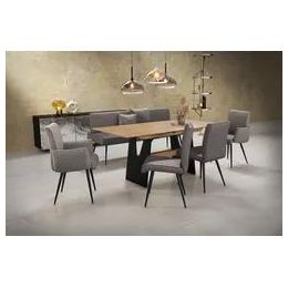 K+w Komfort & Wohnen Essgruppe K+W KOMFORT & WOHNEN "Giacomo I", braun (sattel, braun,), Flachgewebe 775 Leder CLOUD, Synchron-Auszug, Länge Esstisch: 180cm,Länge Esstischmaximal: 220cm,Breite/Sitzbreite Bank: 200cm, Sitzmöbel-Sets, 2 Stühle und Bank, 2 Armlehnenstühle Stoff 775, Tisch 160 oder 180 cm