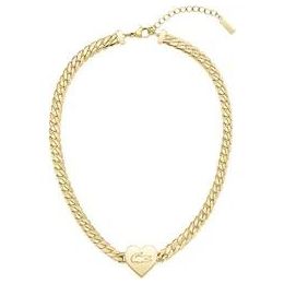 Panzerkette Lacoste "LOVE MY CROC, 2040462", gold (gelbgoldfarben), Halsketten, Damen, Edelstahl, L: 43 B: 7mm, B:7mm