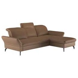 Sit & More Ecksofa SIT & MORE "Leandro L-Form", braun (haselnuss), B:267cm H:88cm T:200cm, 100% Polyester, Sofas, Wahlweise mit Bett-, Kopfteil - und Armlehnfunktion, sowie Bettkasten
