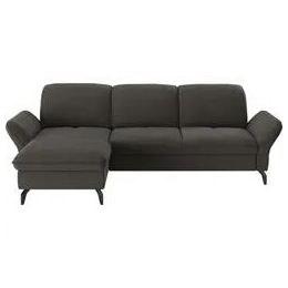 Sit & More Ecksofa SIT & MORE "Leandro L-Form", grau (fango), B:267cm H:88cm T:200cm, 100% Polyester, Sofas, Wahlweise mit Bett-, Kopfteil - und Armlehnfunktion, sowie Bettkasten
