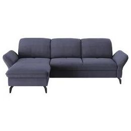 Sit & More Ecksofa SIT & MORE "Leandro L-Form", blau (tiefblau), B:267cm H:88cm T:200cm, 90% Polyester, 10% Polyamid, Sofas, Wahlweise mit Bett-, Kopfteil - und Armlehnfunktion, sowie Bettkasten