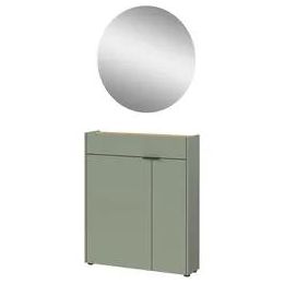 Garderoben-Set Germania "Ameca", grün (taupegrün, navarra, eiche, nachbildung), B:83cm H:200cm T:22cm, Spanplatte, Kastenmöbel-Sets, Garderoben-Set bestehend aus Mehrzweckschrank und Spiegel