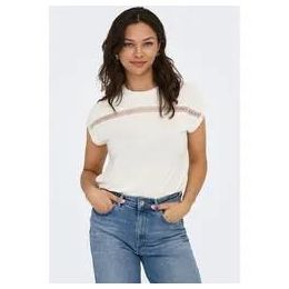 Kurzarmshirt Only "ONLFREE LIFE BATSLEEVE O-NECK MIX TOPJRS", Damen, Gr. S, weiß (cloud dancer), Jersey, Obermaterial: 70% Modal, 30% Polyester, unifarben, regular fit normal, Rundhals, Shirts