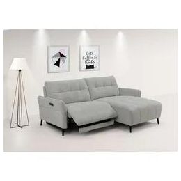 Ecksofa Inosign "DENIO 3-Sitzer, L-Form (Breite 209cm), elektr. Relaxfunktion, USB-A/C", grau (hellgrau), B:209cm H:89cm T:91cm, Webstoff 100% Polyester, Sofas, Liegefunktion durch Recliner, Federkernpolsterung, Topseller