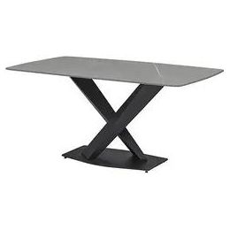 Esstisch Stolkom "Ventura Esszimmertisch Keramik, Esstisch Keramik BxHxT 180x75x90 cm", grau (grau, schwarz, schwarz, grau marmoriert), H:75cm, Tische, Keramikoberfläche abgerundete Ecken, Metallgestell schwarz matt