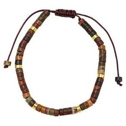 Armband Firetti "Schmuck Geschenk Edelstahl Armschmuck Armkette Edelstein", gold (gelbgoldfarben, braun, hellbraun, grün, schwarz, braun, hellbraun, grün, schwarz), Armbänder, 28cm, Edelstahl Textil, Edelstahl, Textil, Made in Germany - mit Jaspis