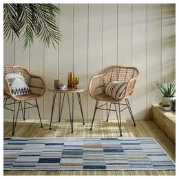 Teppich FLAIR RUGS "Rosco Geo", blau, B:80cm H:4mm L:230cm, Kunstfaser, Teppiche, Rosco Geometrischer Teppich für drinnen und draußen