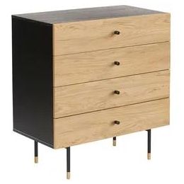 Kommode WOODMAN "Jugend", schwarz (eiche, schwarz), B:80cm H:87cm T:44cm, FSC-zertifizierter Holzwerkstoff, Sideboards, Echtholzfurnier aus Eiche, in 2 Breiten, mit Schubladen, Metallfüße