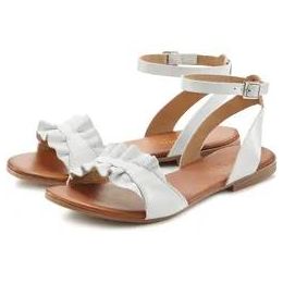 Sandale Lascana "Sommerschuh", Damen, Gr. 36, weiß, Obermaterial: 100% Ziegenleder. Futter: 100% Schweinsleder. Decksohle: 100% Rindsleder. Laufsohle: 100% Synthetik, unifarben, Schuhe Riemchensandale, Sandalette, Sommerschuh, offener Schuh aus Leder