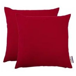 Dekokissen Tom Tailor HOME "Dove" Gr. 3, rot (dunkelrot, unifarben), B:58cm L:58cm, Baumwolle, Dekokissen_Sitzkissen_Kissenhüllen, unifarben, Kissenhüllen ohne Füllung, 2er Pack