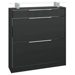 borchardt Möbel Schuhschrank BORCHARDT MÖBEL "Oliva", schwarz (schwarz matt), B:89cm H:104cm T:24cm, Holzwerkstoff, Schränke, Breite 89 cm, stehend, mit 2 Doppeltrommeln und 1 Schubkasten