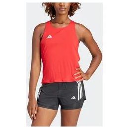 Lauftop Adidas PERFORMANCE "ADIZERO E TANK", Damen, Gr. L, rot (team power rot 2), Obermaterial: 100% Polyester, Sportlich, Rundhals, Tops