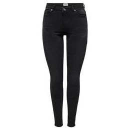 Skinny-fit-Jeans Only "ONLWAUW MID SK BJ1097", Damen, Gr. XL (42), Länge 34, schwarz (washed schwarz), Denim/Jeans, Obermaterial: 56% Baumwolle, 39% Polyester, 3% Viskose, 2% Elasthan, Abriebeffekte, Jeans 5-Pocket-Jeans