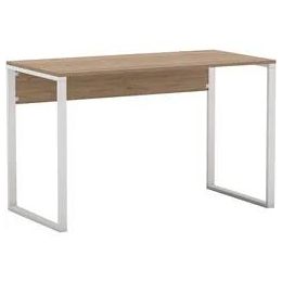 Schreibtisch DECORTIE "INNA SCHREIBTISCH", braun (eiche), B:110cm H:75cm T:60cm, Tische, Leichte Montage, Lagerung, Platzsparend