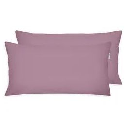 Kissenbezüge Tom Tailor HOME "new bedroom, UNI, 40x40cm oder 40x80cm", lila (cozy mauve), B:40cm L:80cm, Renforcé, Obermaterial: 100% Baumwolle, Kissenbezüge, mit Markenreißverschluss