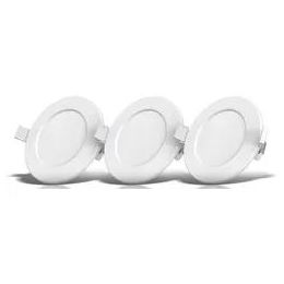 B.K.LICHT LED Einbauleuchte "3er Set Bad Einbaustrahler, IP44 geschützt, flache Einbauspots", weiß, Ø 11,5cm H: 3cm, Leuchten, 3.000K, 450Lm, 6W, Kunststoff, 11,5 x 3 cm, Weiß, LED Einbaustrahler LED Deckeneinbaustrahler