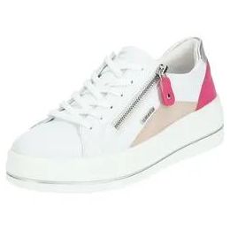 Sneaker Remonte "Remonte Sneaker Leder/Synthetik", Damen, Gr. 38, bunt (weiß, pink), Leder, Synthetik, Casual, Schuhe
