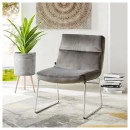 Sessel Andas "Gil, Loungesessel Wohnzimmer", grau, B:61cm H:88cm T:74cm, Samtvelours (100% Polyester), Sessel, Lounge-Sessel Einzelsessel, Samtvelours Bezug, in drei Farbvarianten, Sitzhöhe 47,5 cm