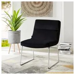 Sessel Andas "Gil, Loungesessel Wohnzimmer", schwarz, B:61cm H:88cm T:74cm, Samtvelours (100% Polyester), Sessel, Lounge-Sessel Einzelsessel, Samtvelours Bezug, in drei Farbvarianten, Sitzhöhe 47,5 cm