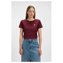 T-Shirt BOSS ORANGE "Esogo Premium Damenmode", Damen, Gr. L (40), rot (rot 603), Jersey, Obermaterial: 100% Baumwolle, unifarben, Rundhals, abgesteppte Kante, Shirts, mit Artwork auf der Brust