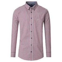 Langarmhemd Casamoda "Casamoda Freizeithemd kariert", Herren, Gr. XL, Normalgrößen, rot (hellrot), 100% Baumwolle, kariert, comfort fit, Hemden