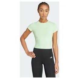 T-Shirt Adidas PERFORMANCE "HYG RIB BABY T", Damen, Gr. M, grün (semi grün spark, lime burst), Obermaterial: 88% Polyester, 12% Elasthan, Sportlich, Rundhals, Shirts