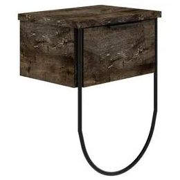 Nachttisch DECORTIE "NORFOLK NACHTTISCH", dunkel kaffee, B:33cm H:44cm T:25cm, Tische, Leichte Montage, Lagerung, Platzsparend