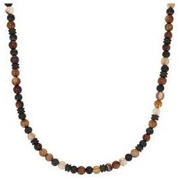 Kette ohne Anhänger s.Oliver "2039723", grau (grau, braun), Halsketten, Kinder, Edelstahl, L: 43 B: 4,2mm, mit Achat, B:4,2