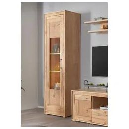 Vitrine VOGL MÖBELFABRIK, braun (eichefarben chalet, wildeiche massiv), B:61cm H:202cm T:40cm, Schränke, Höhe 202 cm