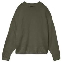 Véro Moda Strickpullover VERO MODA "VMBOOM LS O-NECK PULLOVER GA NOOS", Damen, Gr. M, grape leaf detail:melange, Strick, Obermaterial: 85% Polyester, 7% Polyacryl, 5% Wolle, 3% Elasthan, meliert, loose fit normal, Rundhals, Rippstrickbündchen, Pullover
