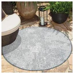 Outdoorteppich Carpet City "DUO RUG 5845", grau, H:5mm &Oslash;:120cm, Obermaterial: 100% Polypropylen, Teppiche, Outdoorteppich, Wendeteppich Wetterfest In- & Outdoor, Balkon, Terrasse, Wohnzimmer