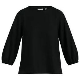 Sweatshirt comma, Damen, Gr. 40, schwarz (grau, schwarz), Sweatware, Obermaterial: 49% Polyester, 45% Viskose, 6% Elasthan, unifarben, hüftlang, Rundhals, elastischer Bund, Sweatshirts, Boxy Passform, Rundhals