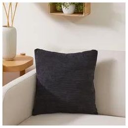 Dekokissen ANDIAMO "Cord Kissen Emy, Kissenhülle mit Füllung", schwarz (schwarz, cord unifarben), B:40 H:12 L:40, Polyester, Dekokissen_Sitzkissen_Kissenhüllen, Sofakissen, eckig, 40x40 oder 30x50 cm, auch als 4er Set erhältlich
