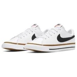 Sneaker Nike SPORTSWEAR "COURT LEGACY (GS)", Gr. 36, schwarz-weiß (weiß schwarz), Leder, kontrastfarbene Details, unifarben mit Farbeinsätzen, Schuhe