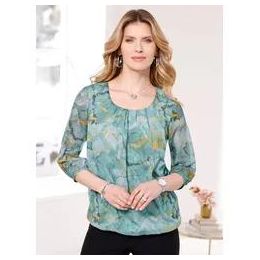 Schlupfbluse CLASSIC BASICS, Damen, Gr. 48, grün (kalkmint, salbei, bedruckt), 100% Polyester, gemustert, mehrfarbig, Rundhals, Blusen