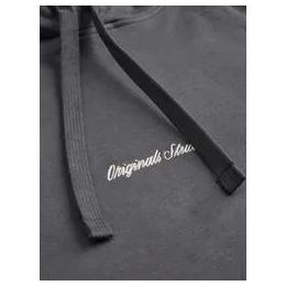 Jack & Jones Kapuzensweatshirt JACK & JONES "JORNORREBRO EMB SWEAT HOOD NOOS", Herren, Gr. S, grau (asphalt), angeraute Sweatware, Obermaterial: 89% Baumwolle, 11% Polyester, unifarben, Modisch, relaxed fit normal, Rundhals, Rippbündchen, Sweatshirts