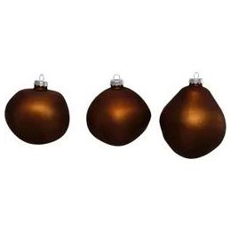 Weihnachtsbaumkugel LEONIQUE "Birdelle matt, Weihnachtsdeko, Christbaumschmuck, Christbaumkugeln", braun (braun matt), Ø:10cm, Glas, Weihnachtsbaumkugeln, Weihnachtsbaumkugeln, Baumkugeln in organischer Form, Ø 10 cm, organische Kugeln aus Glas