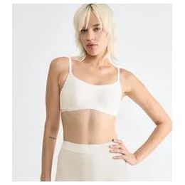 Bustier Sloggi "GO Daily Cotton", Damen, Gr. L, N-Gr, weiß (silk weiß), Single Jersey, Obermaterial: 82% Baumwolle, 18% Elasthan, BHs, Glanz-Effekt Details, glattes, flaches, elastisches Unterbrustband