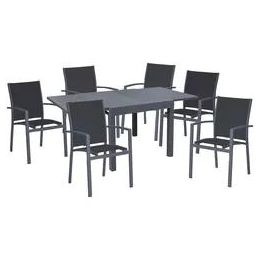 Garten-Essgruppe Garden Pleasure "ELENA", grau (anthrazit, anthrazit, anthrazit), B:280cm H:89cm T:190cm, Aluminium, Kunststoff, Sitzmöbel-Sets, mit ausziehbarem Tisch