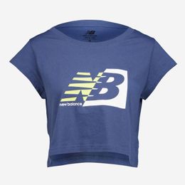 New Balance Blaues Cropped T-Shirt mit Logo
