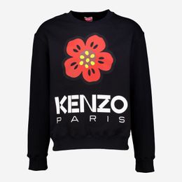 Kenzo Schwarzes Sweatshirt mit Aufdrucken und Fleece-Futter