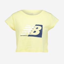 New Balance Gelbes Cropped Fit T-Shirt mit großem Logo