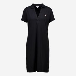 Schwarzes Midikleid aus Jersey mit Polo-Kragen