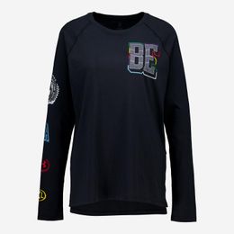Under Armour Schwarzes Langarm-T-Shirt mit mehrfarbigen Aufdrucken