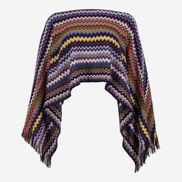 Missoni Mehrfarbiger gemusterter Poncho aus Wollmischung
