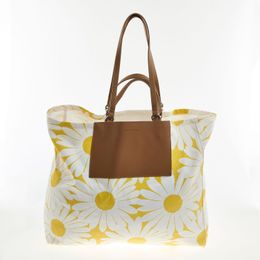 Marc O'Polo Gelb-weiße Tote Bag mit Blumenmuster