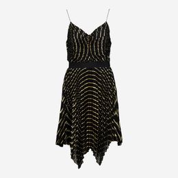 Pinko Schwarz-goldfarbenes Minikleid mit Plissee