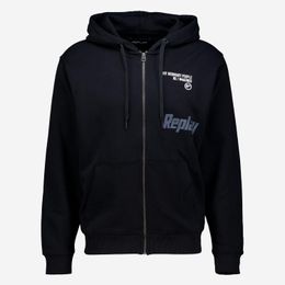 Replay Schwarze Kapuzenjacke mit Logo und Aufschrift