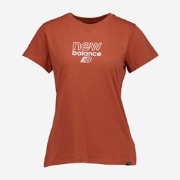 New Balance Dunkelorangefarbenes T-Shirt mit Logo